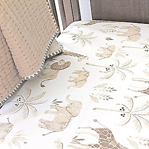 Crane Baby Soft Cotton Crib Mattress Sheet, Fitted Sheet for Cribs and Toddler Beds, Safari Animal, 28”w x 52”h x 9”d