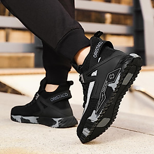 ORISTACO Work Safety Crew Boots Lightweight Breathable Industry Construction Steel Toe Sneakers, 0296 Grey 47