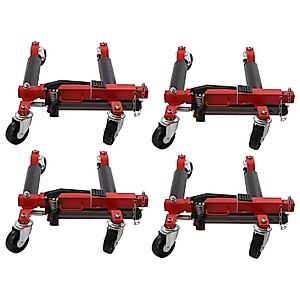 Pack of 4 Premium Skates Wheel Car Dolly Repair Slide,Wheel Dolly Car Skates,Vehicle Car Moving Dolly,Heavy Duty 4 Tire Wheel Dolly Car Stakes,1500LBS,Black Red