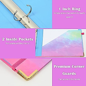 3 Ring Binder with Clipboard, Binder for Men and Women, Binder Dividers with Tabs，1 Inch Binder for School Supplies, Office Supplies, Portfolio Binder(Powder Blue Mandala)