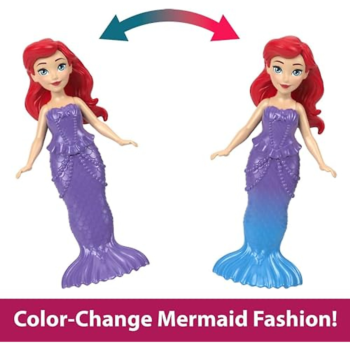 Mattel Disney Princess The Little Mermaid Toys, Ariel Doll House Stackable Castle with Land & Sea Levels, Small Doll, 1 Friend, 12 Pieces, Pool