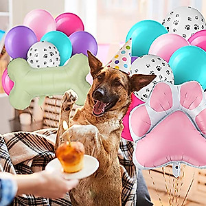 103 Paw Print Balloon Garland for Girls, Bone Shaped Foil Balloon Dog Paw Foil Balloons for Dog Kids Girls Birthday Party (Candy Color)