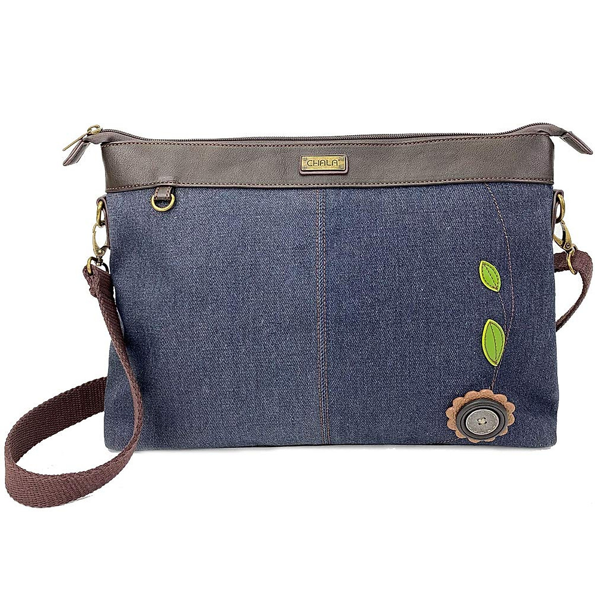 CHALA Denim Convertible Stripe Work Tote in Navy Blue (Metal Slim Cat)