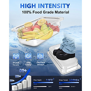 SVKLHY 1/4 Size 4 Inch Clear NSF Polycarbonate Food Pan-9 PCS[Food Grade][Hot&Cold Resistant] Commercial Food Pans with Lids,Restaurant Food Storage Containers Hotel Pan(BPA-FREE)