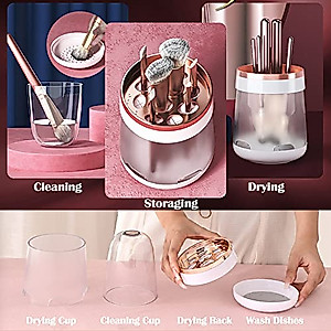 Tohoee Makeup Brush Holders Multifunction Cosmetic Organizer Detachable Brush Clean and Drying Rack Storage Box for Countertop Vanity Dresser (White)