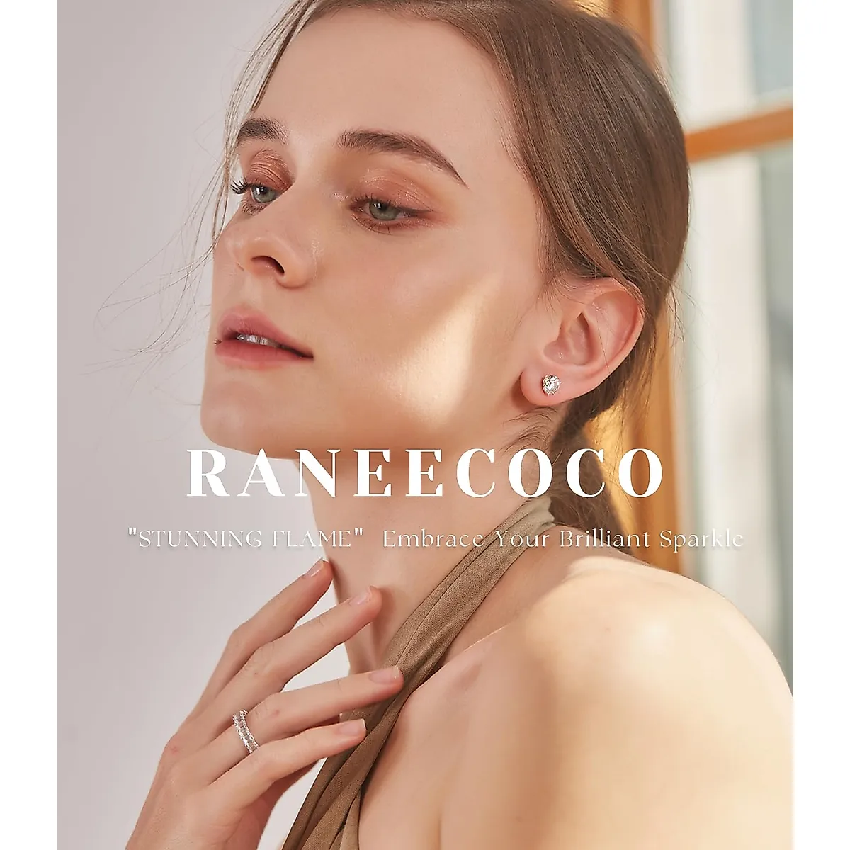 "STUNNING FLAME" 14K Gold Post & Sterling Silver Round Cut Cubic-Zirconia Stud Earrings | Hypoallergenic & Nickle Free Jewelry (white-gold-and-sterling-silver,1.5)