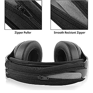 VEKEFF Headband Pad Set Headband Protector with Zipper Compatible with Skullcandy Bose B JBL ATH Hyperx Headphones (Fabric Black)