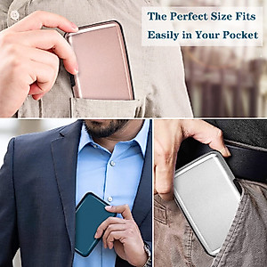 Coco Rossi Mini Credit Card Holder for Women,RFID Blocking Slim Hard Card Case ID Case Travel Wallet,Rose Gold