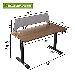 Radlove Dual Motor Electric Height Adjustable Standing Desk, 59 x 30 Inches Desk Whole-Piece Desk Board Electric Sit Stand Desk Home Office Table Ergonomic Desk