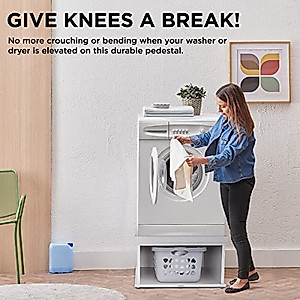 Ivation | Wooden Laundry Pedestal for Washer & Dryer, Made to Fit All Machines - Whirlpool, LG, GE, Samsung, and More, Made of Durable Solid Wood Material, 33.86” x 29.92”