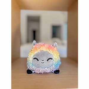 TeeTurtle - The Original Reversible Sheep Plushie - Pride - Gray + White Rainbow - Cute Sensory Fidget Stuffed Animals That Show Your Mood!