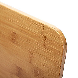 H&S Bamboo Recipe Book Holder - Foldable & Portable Cookbook Stand for Desk - Adjustable Holder for Reading in Bed or Kitchen