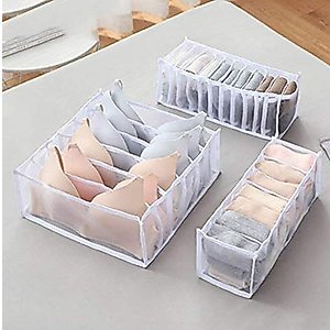 BADASS SHARKS Underwear Organizer 3 Set Foldable Bra Underwear Organizer Drawer Divider Storage Organizer for Underwear Socks Ties Bras Women Underwear Storage Compartment Box