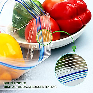 KAMMAK Quart Bags, Food Storage Bags, Reusable Ziplock Bags, Grip, Open, and Close Easily (6.97 7.4 Inch 100 Count)