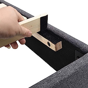 TMEOSK Queen Size Upholstered Platform Bed Frame with Fabric Headboard and Wooden Slats Support, Mattress Foundation, No Box Spring Needed for Boys Girls Teens Adults, Under Bed Storage (Gray)