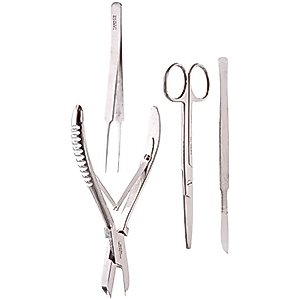 Tamsco Basic Fragging Kit of 4 Pieces (M-1090, M-1140, T Cutters for Hard and Soft Coral Stainless Steel Convenient Button Case Good for Fresh and Salted Water