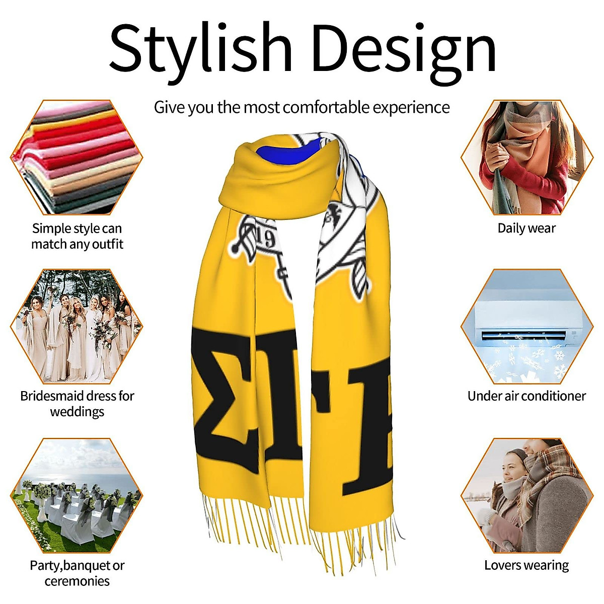 LeRayal Sigma Gamma Rho Scarf Sorority Gifts for Women Gift for GirlsPerfect Winter Warm Long Large Scarves With Tassel 1922, One Size