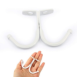 Picowe Set of 6 Double Prong Ceiling Hook Under Shelf Coat Hooks Bathroom Towel Bedroom Robe Hook for Hanging Baseball Cap, Coat, Clothes and Jewelry (White)