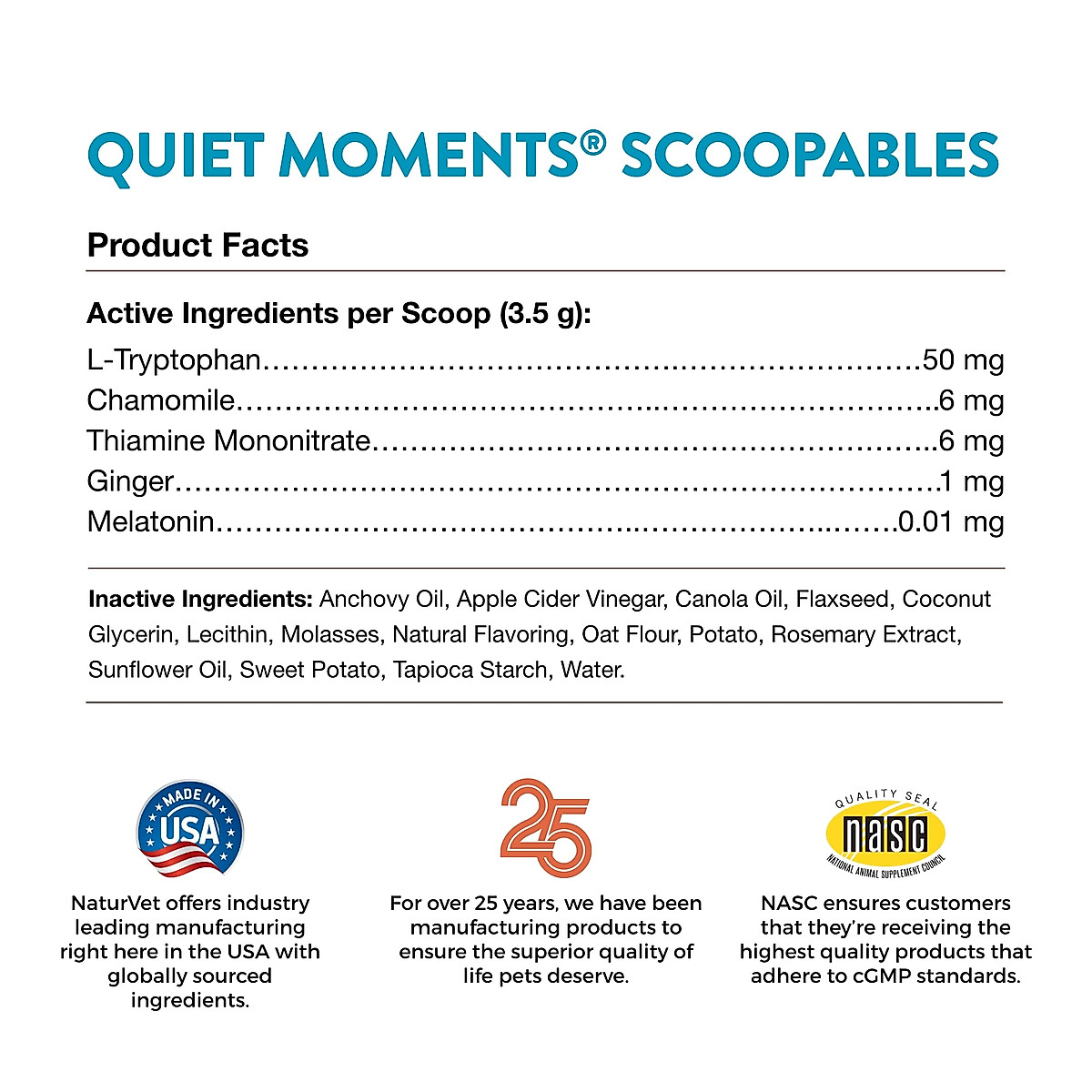 NaturVet Scoopables Quiet Moments Cat Calming Aid - Promotes Calm with Stressful Events Storms, Fireworks, Travel, Separation Anxiety - Cat Health Supplement w/Melatonin - Salmon Flavored | 5.5oz Bag
