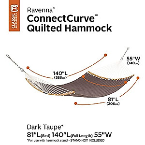 Classic Accessories Ravenna 81 x 55 Inch Quilted Double Hammock, Dark Taupe