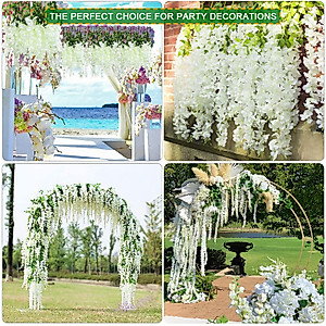 10 Pack White Wisteria Hanging Flowers Vine Garland, 3.28 Feet Fake Wisteria Flowers Strings,Artificial Wisteria Fake Flowers,Wisteria Vine for Home Room Garden Outdoor Wedding Arch Floral Wall Decor