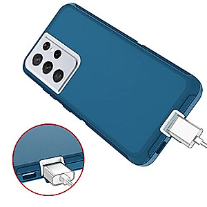 I-HONVA for Samsung Galaxy S21 Ultra Case Shockproof Dust/Drop Proof 3-Layer Full Body Protection [Without Screen Protector] Rugged Heavy Duty Cover Case for Galaxy S21 Ultra 5G 6.8,Turquoise/White