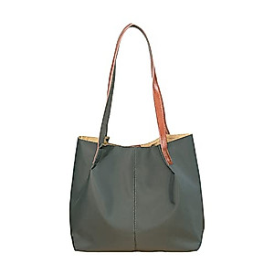 Women's Tote Bag - Trendy Oxford Canvas The Tote Bag Large for Work,Travel,Shopping (Blackish green)