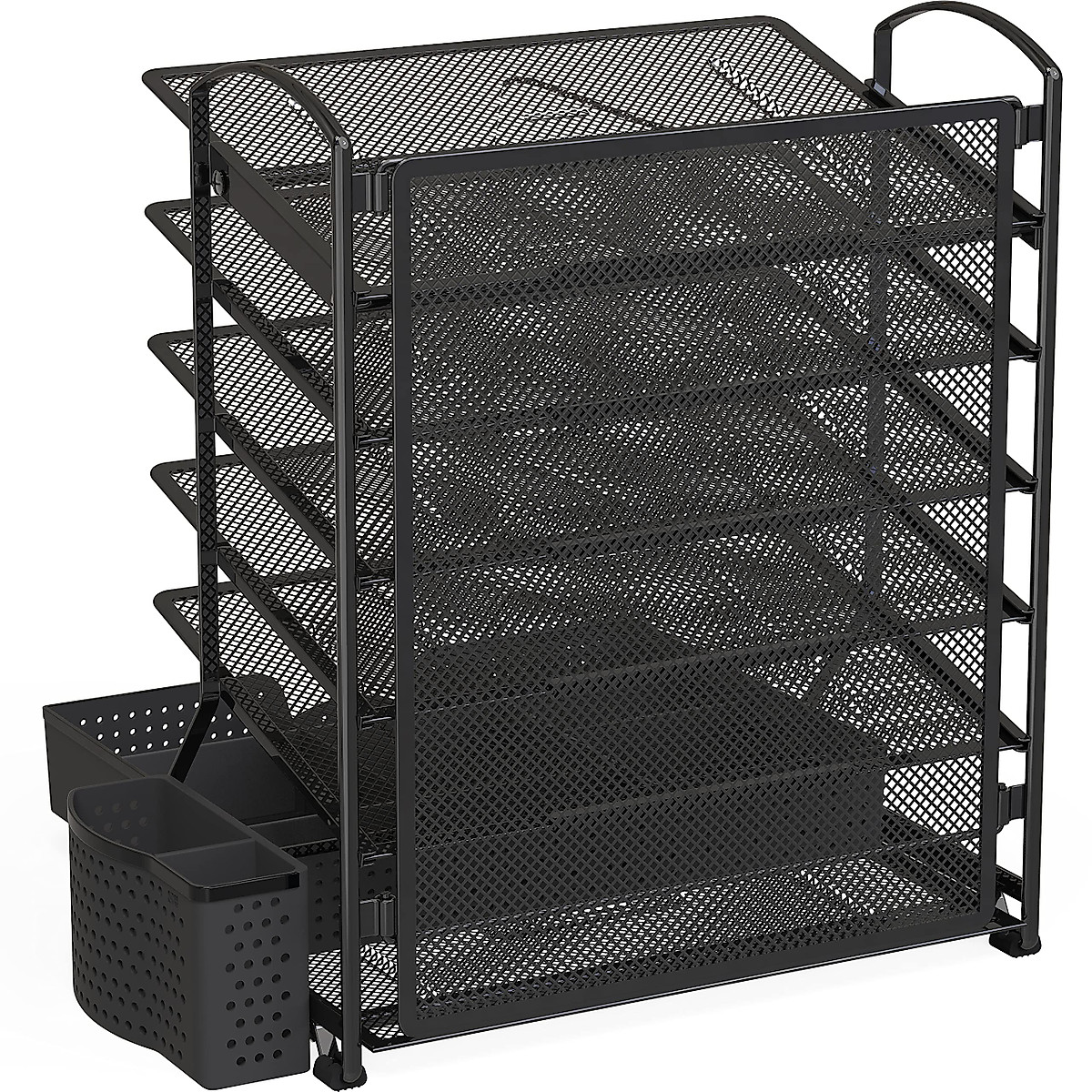 SimpleHouseware 6 Trays Desk Document File Tray Organizer with Supplies Sliding Drawer, Black