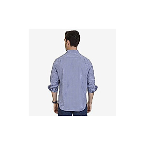 Nautica Men Classic Fit Stretch Solid Long Sleeve Button Down Shirt, Indigo, X-Large