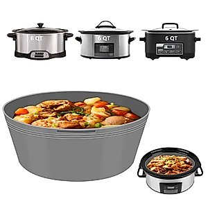 Slow Cooker Liners fit Crock-Pot 6 Quart Oval Slow Cooker,Reusable & Leakproof Dishwasher Safe Cooking Liner for 6 QT Crock Pot (1pcs-grey-6QT)