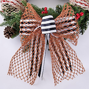 CSZD RIBBON 2.5inch Wide 10 Yards Wired Gift Wrapping Ribbon Black White Stripe Wired Ribbon for Gift Wrapping Crafts DIY Christmas Tree Decor, Wreaths, Bows Farmhouse (Black)