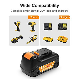 TeenPower Upgraded 20V 6.0Ah Battery Replacement for Dewalt 20v Battery 2Pack with DCB112 Charger Combo