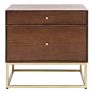 Safavieh Couture Home Collection Adelyn 2-Drawer Nightstand, Walnut/Gold