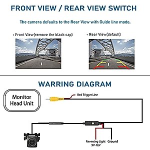 EWAY Universal Car Backup Front View Camera License Plate Rear View Reversing Camera Kit for Vehicle Pickup Truck Van SUV RV