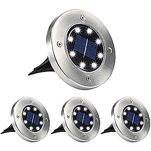 Aogist 4 Packs Solar Ground Lights,8 LED Garden Lights Patio Disk Lights In-Ground Outdoor Landscape Lighting for Lawn Patio Pathway Yard Deck Walkway