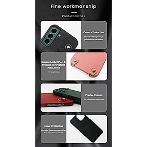 qichenlu Genuine Leather Crossbody Case Designed for Samsung Galaxy S22, Durable Cute Trendy Heart Cowhide Cover with Detachable & Adjustable Shouler Strap Neck Lanyard Chain, Black