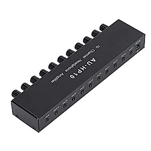 10 Channel Headphone Amplifier Headphone Splitter 1 Input 10 Output Stereo Audio Splitter Independent Control DC 12V for Studios, Stages