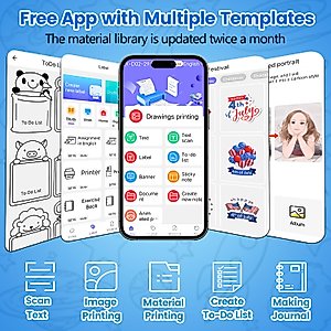 DOLEWA Sticker Printer Mini Print Pod with 13 Rolls Paper Portable Note Printer Compatible with iOS/Android/Tablet, Thermal Printer for Study Notes, DIY, Journal, Label, Memo, Photos (White)