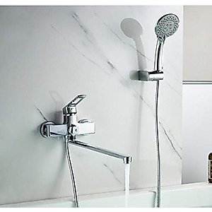 Kitchen Taps Bathtub Faucet With Handheld Wall Mounted Long Spout Shower Bathroom Faucet Mixer Bath Shower Bathtub Faucets