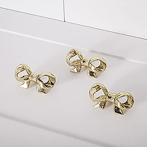 UniDes Pack of 2 Gold Brass Knobs for Dresser,Drawers and Cabinet, Decorative Bow Knobs and Pulls for Kids,Children,Girls Bedroom,2 PC