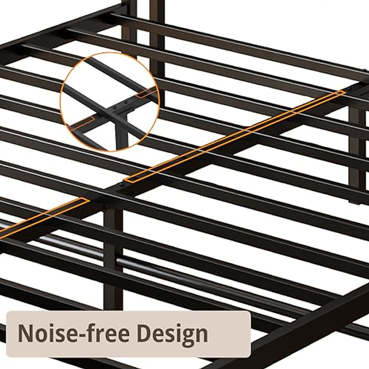 IRONCK Full Size Bed Frame with Bookcase Headboard with Charging Station, Mattress Foundation/No Box Spring Needed, Non-Slip Without Noise, Rustic Maple