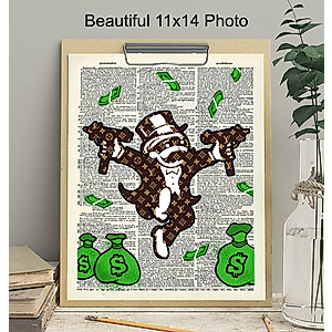 LARGE 11X14 - Designer LV Monopoly Man Poster - Glam Fashion Design - Urban Street Art - Graffiti Wall Art Print - Room Decoration for Dorm, Office, Teens Bedroom – Cool Gift – High Fashion Home Decor