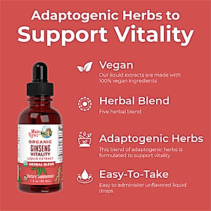 MaryRuth's Herbal Supplement for Brain Function | Boost Energy | Memory | Vitality USDA | Ginseng with Ashwagandha | Eleuthero and Maca Root Extract | 1 Fl Oz