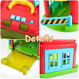 Auspint Children's Fire Rescue Center Toy Set - Includes Fire Truck, Ambulance and Station Scene Take-Around City Emergency Center Toy for Baby 18 Months + Party Birthday Gift