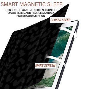 Deokke Compatible with iPad 9th /8th /7th Generation Case(2021/2020/2019) iPad 10.2 inch Case with Pencil Holder and Soft TPU Back Case,Auto Sleep/Wake Cover,for Girls Women-Black Leopard Cheetah