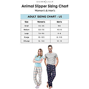 Silver Lilly Fuzzy Animal Slippers for Women & Men, House Shoes, Teddy Bear, Cow, Cute, Great Mother's Day Gift for Mom, Wife, Daughter