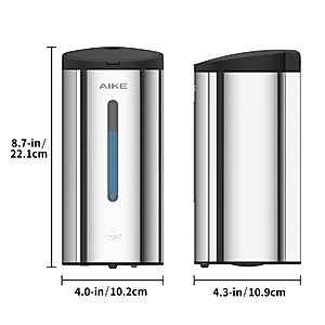 AIKE Wall-Mount Automatic Liquid Soap Dispenser 27oz Large Capacity Polished Stainless Steel Finish Model AK1205