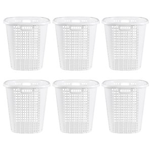 Afromy 6-Pack 45 L Plastic Laundry Basket, 16.54" Tall Clothes Hamper for Clothes, Towels＆Toys in the Family and Dorm, White