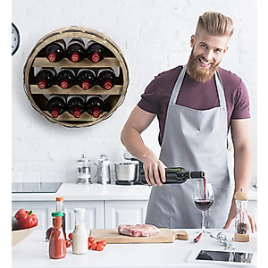 CoTa Global Barrell Wine Rack - Natural Wood Industrial Wall Mounted Barrel Wine Holder for 10 Wine Bottles, Decorative Wall Mounted Bottle Rack, Rustic Wall Wine Storage Shelf Organizer for Wine Bar