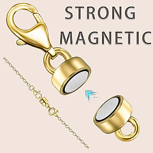 OHINGLT Magnetic Necklace Clasps and Closures with Lobster Clasp 14K Gold and Silver Plated Magnet Jewelry Clasps Converters for Bracelet Necklaces Chain